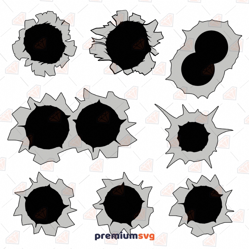 Bullet Hole Bundle Svg Bullet Holes Bundle Svg Vector Premiumsvg