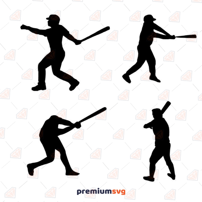 Baseball Player Bundle Svg Cut File Baseball Player Silhouette Clipart