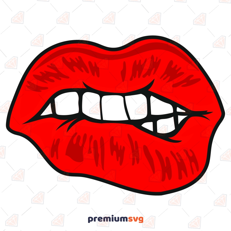 Teeth Biting Lips Svg