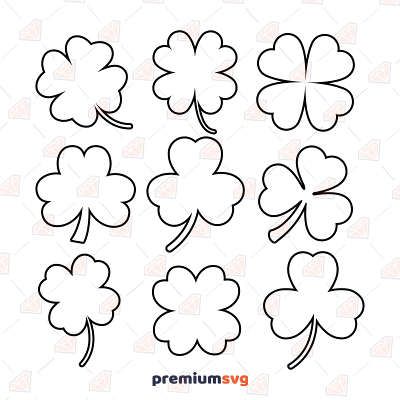 Shamrock Outline Bundle SVG Images, Clover Outline SVG Bundle | PremiumSVG