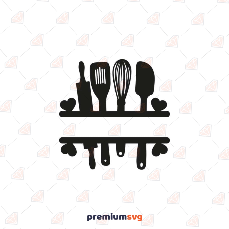Kitchen Monogram SVG, Kitchen Utensils Split SVG | PremiumSVG