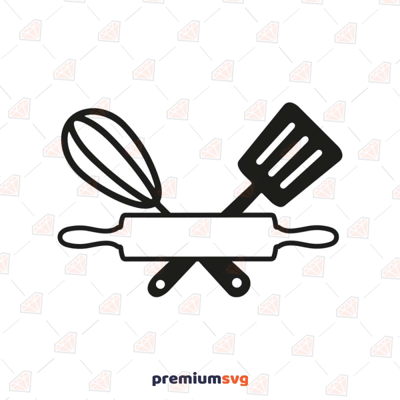 Baking Kitchen Split Monogram SVG Cut File | PremiumSVG