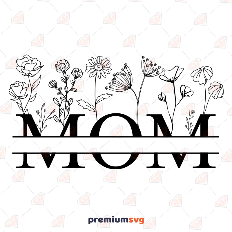 Split Monogram Mom SVG, Split Floral Mom SVG | PremiumSVG