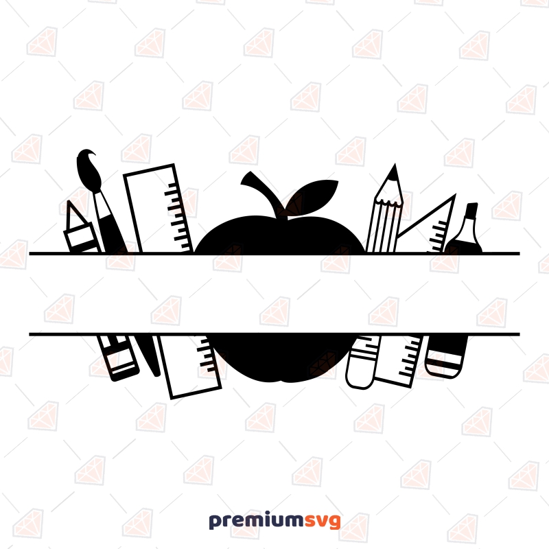 School Supplies Monogram SVG, Digital Download | PremiumSVG