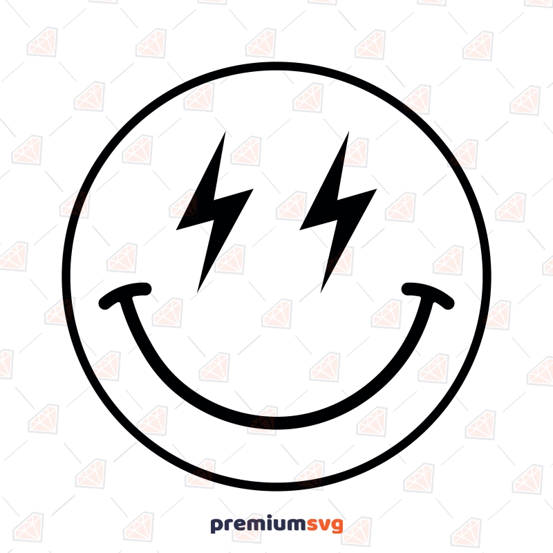 Lightning Smiley Face Outline SVG, Retro Bolt Smiley SVG Vector Files ... Lightning Smiley Face Outline SVG, Retro Bolt Smiley SVG Vector Files ...