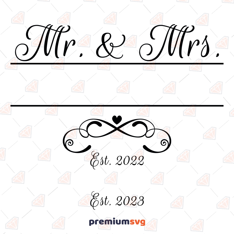 Mr & Mrs SVG Design Cut File, Mr and Mrs SVG Vector | PremiumSVG
