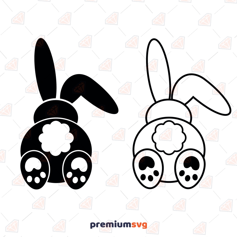 Bunny Bum Ear Leg SVG, Easter Bunny Clipart Files | PremiumSVG