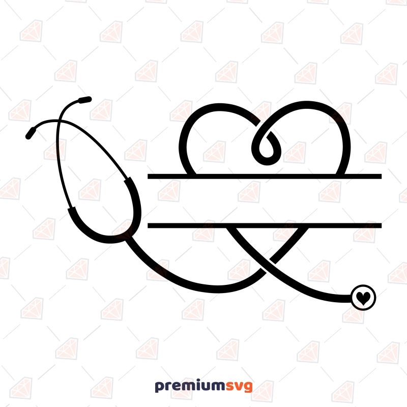 Monogram Stethoscope Heart Shape SVG, Vector Design | PremiumSVG