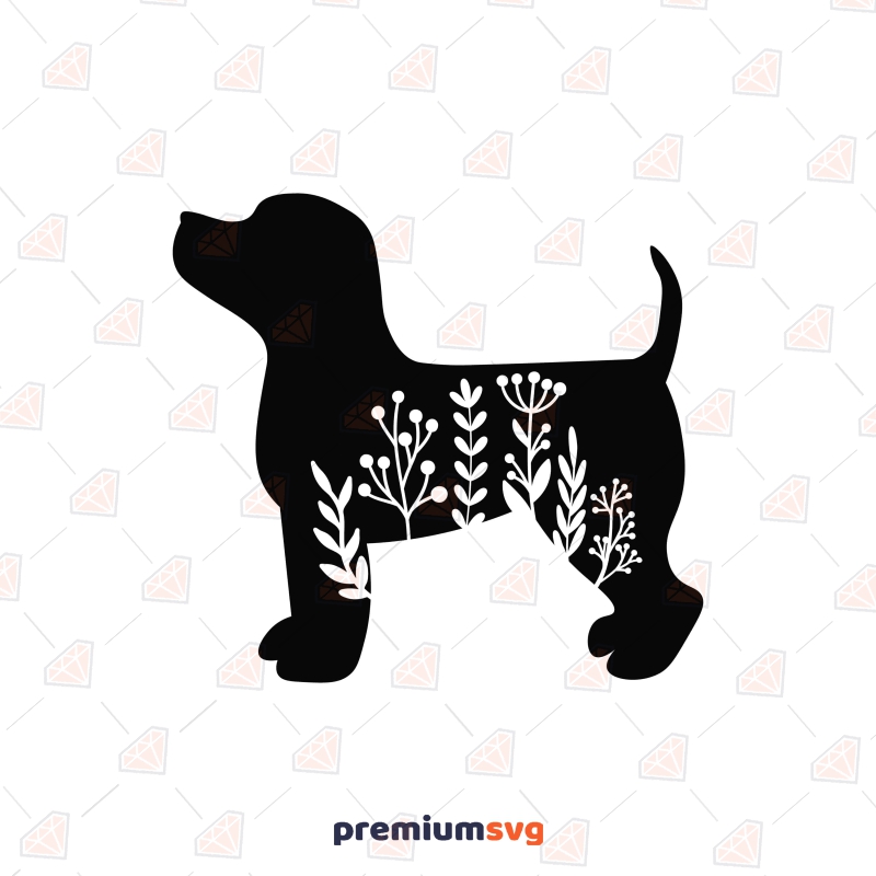 Floral Dog SVG Cut File | PremiumSVG