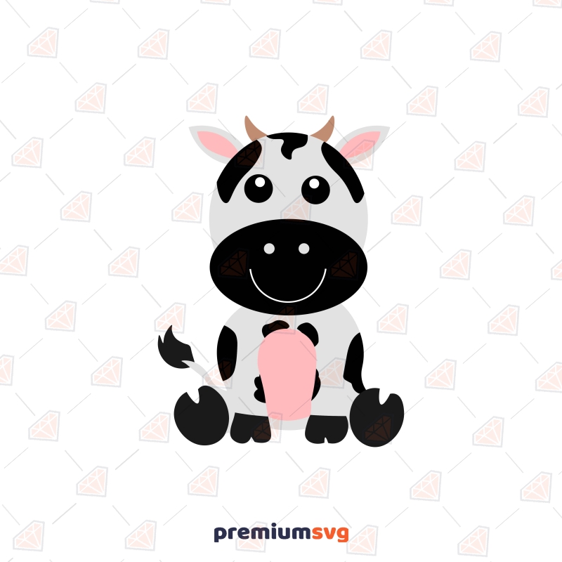 Sitting Cute Cow SVG, Baby Cow Vector File | PremiumSVG