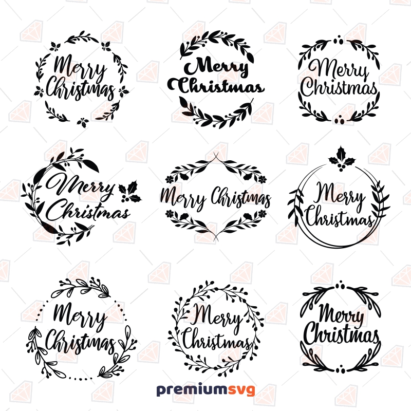Merry Christmas Wreath SVG Designs, Bundle | PremiumSVG Merry Christmas Wreath SVG Designs, Bundle | PremiumSVG