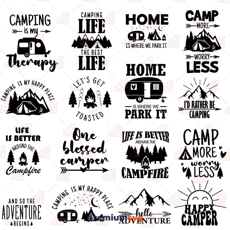 Camping Bundle SVG, 37 Camper SVG Vector Files | PremiumSVG