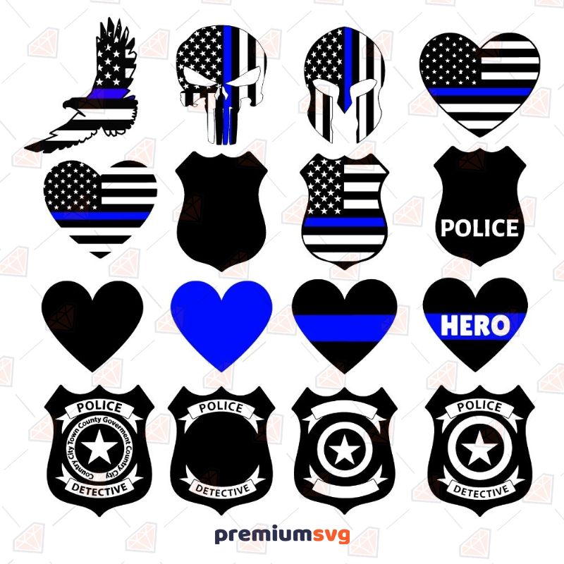 Police SVG Bundle Design, Thin Blue Line SVG Files | PremiumSVG