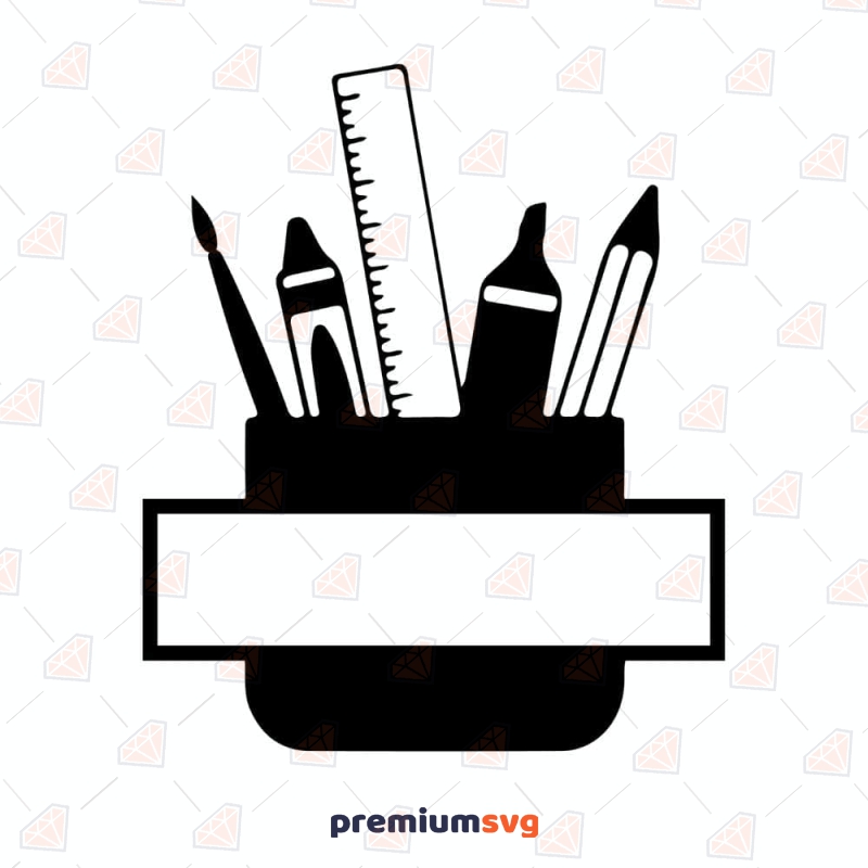 Teacher Split Monogram SVG, School Supplies Monogram SVG | PremiumSVG