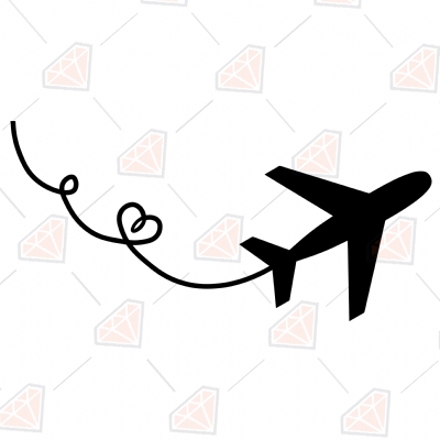 Airplane Heart Path SVG Cut File | PremiumSVG