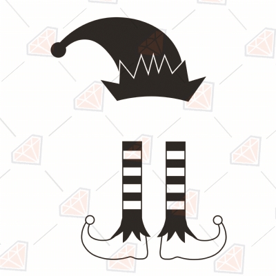 Elf Legs and Hat Monogram SVG Cut File | PremiumSVG