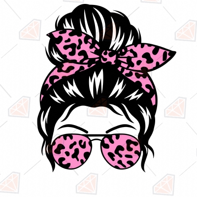 Red Messy Bun SVG Cut File, Sunglasses Messy Bun SVG | PremiumSVG