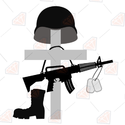 Military Battle Cross Svg, Fallen Soldier Svg | PremiumSVG