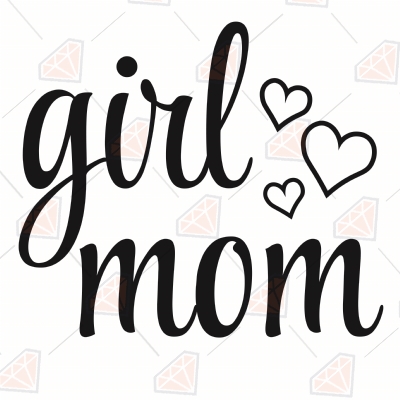 Girl Mom with Hearts SVG Cut File, Vector Files | PremiumSVG