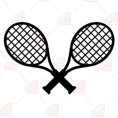Crossed Tennis Rackets SVG Cut File, Racquets Clipart | PremiumSVG