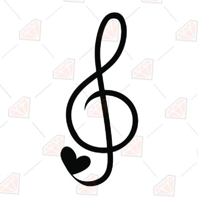 Black Treble Clef with Heart Svg | PremiumSVG