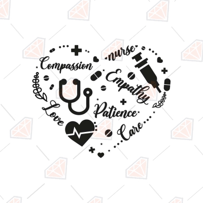 Nurse Adjectives And Icons SVG, Nurse Heart SVG | PremiumSVG
