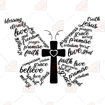 Christian Butterfly SVG, Religious SVG Cut File | PremiumSVG