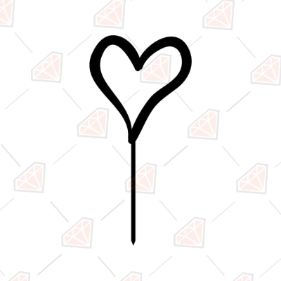 Heart Outline Cake Topper SVG Cut File, Instant Download | PremiumSVG