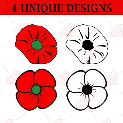 Basic Black Poppy Flower SVG Cut File | PremiumSVG