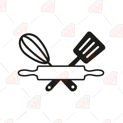 Baking Kitchen Split Monogram SVG Cut File | PremiumSVG