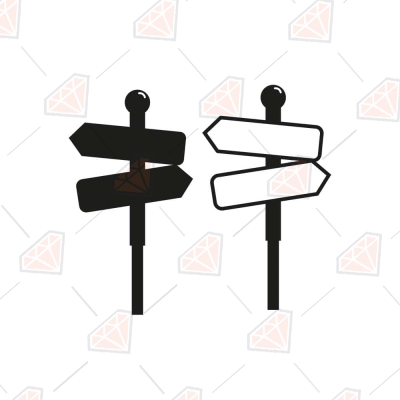 Black and White Directional Arrow Signs SVG Cut File | PremiumSVG
