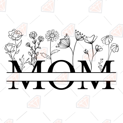 Split Monogram Mom SVG, Split Floral Mom SVG | PremiumSVG
