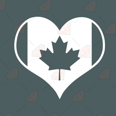 White Maple in Heart SVG, Heart Canada Flag SVG | PremiumSVG