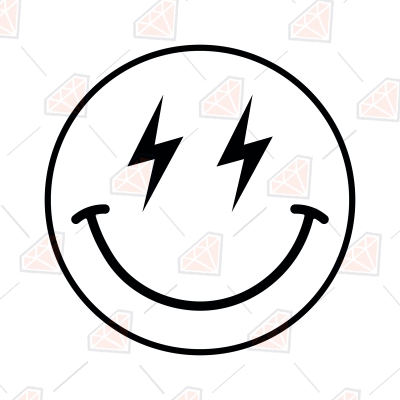 Lightning Eyes Smiley Face SVG, Bolt Emoji SVG Digital Download ...