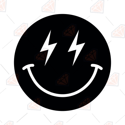 Lightning Smiley Face SVG Design, Bolt Smiley SVG Clipart | PremiumSVG