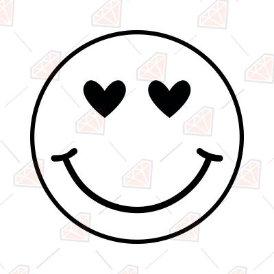 Heart Eyes Smiley Face SVG, Heart Eyes Emoji SVG Instant Download ...