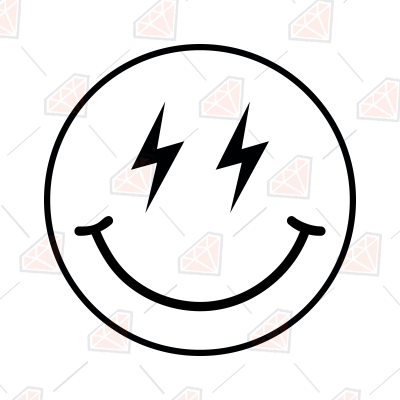 Lightning Eyes Smiley Face SVG, Bolt Emoji SVG Digital Download ...
