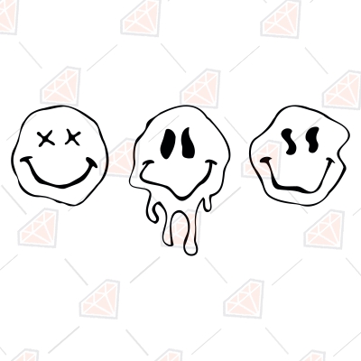 Melted Smiley Faces SVG Bundle, Drippy Smile | PremiumSVG