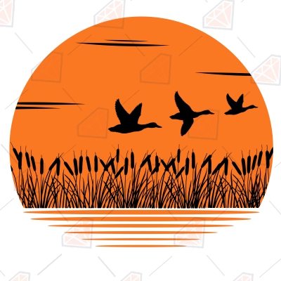 Flying Mallard Duck and Reeds SVG | PremiumSVG