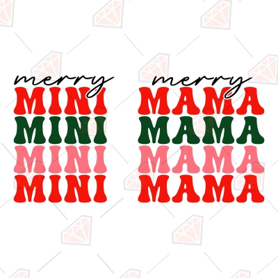 Stacked Merry Mama, Merry Mini SVG for Christmas | PremiumSVG