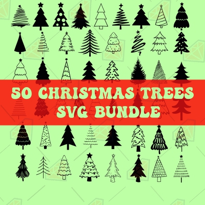 Christmas Trees Bundle SVG Cut & Clipart Files, Instant Download ...