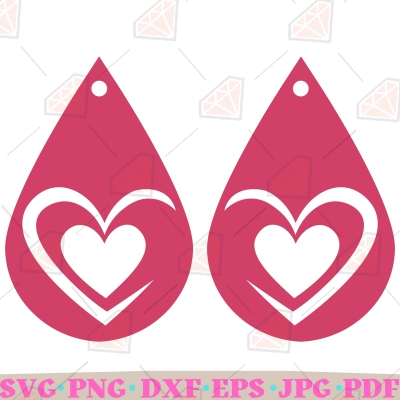Teardrop Heart Earring SVG, Valentine Earring SVG Digital | PremiumSVG