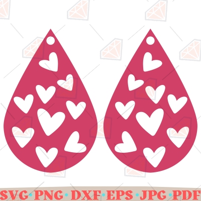 Teardrop Heart Earring SVG Cut File, Valentine's Day Heart SVG | PremiumSVG