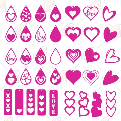 Heart Earring SVG Bundle, Valentine's Day Earrings Bundle Instant ...
