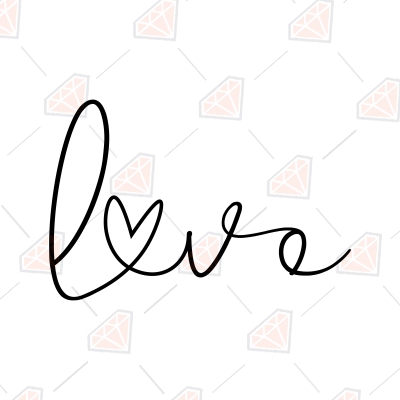 Hand Written Love SVG, Love with Heart SVG Clipart | PremiumSVG