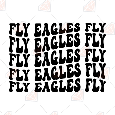 Wavy Retro Fly Eagles Fly SVG Cut File, Instant Download | PremiumSVG