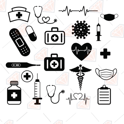 Nurse Medical Tools Bundle SVG, Icons For Instant Download | PremiumSVG