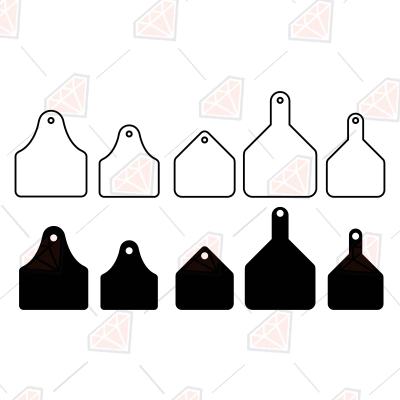 Cow Tag Outline SVG, Ear Tags Bundle Vector | PremiumSVG