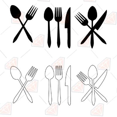 Crossed Fork Spoon And Knife SVG Clipart Cut Files | PremiumSVG