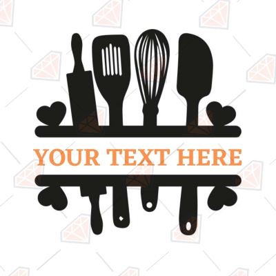 Kitchen Monogram SVG, Kitchen Utensils Split SVG | PremiumSVG